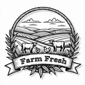Farm Logo Coloring Page - Tangra AI Image Generator