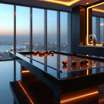 Futuristic Glass Pool Table - Tangra AI Image Generator