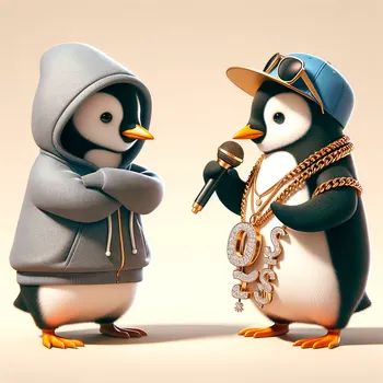 Gangsta Penguin Rap Battle - Tangra AI Image Generator