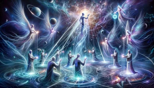 Light Beings Channeling Cosmic Energies - Tangra AI Image Generator
