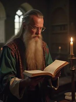 Medieval Wizard Reading in Lab - Tangra AI Image Generator