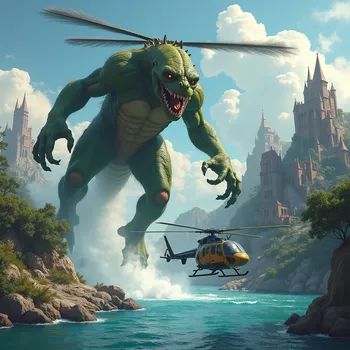 Monster's Helicopter Grab - Tangra AI Image Generator