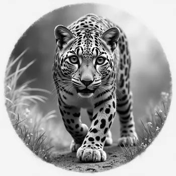 Realistic Grayscale Leopard Drawing - Tangra AI Image Generator