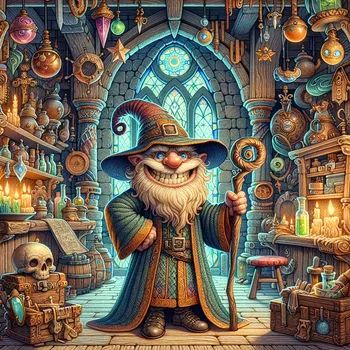 Wacky Wizard in His Tower - Tangra AI Image Generator